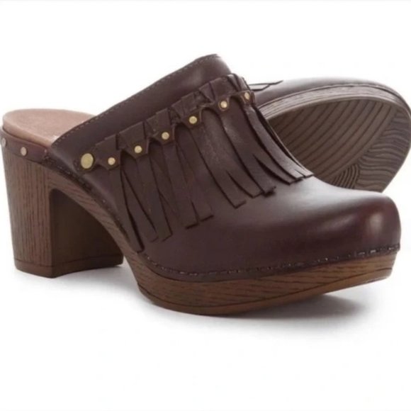 Dansko | Shoes | Dansko Deni Fringe Mule Clog Chocolate Brown Full ...